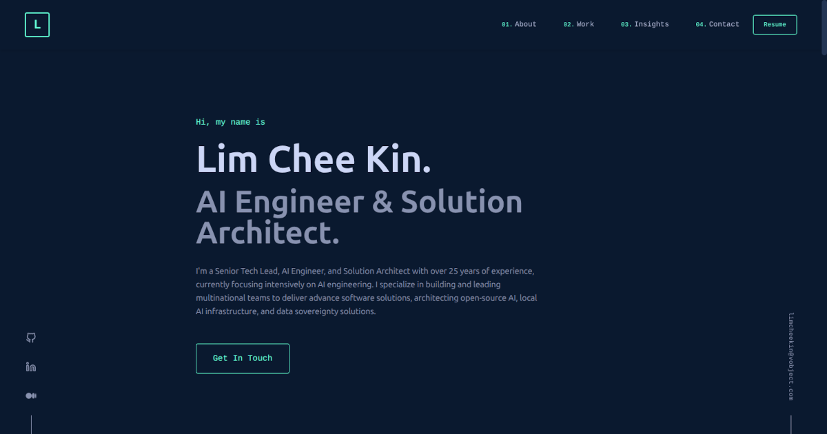 Lim Chee Kin | Senior Tech Lead, AI Engineer, and Solution Architect